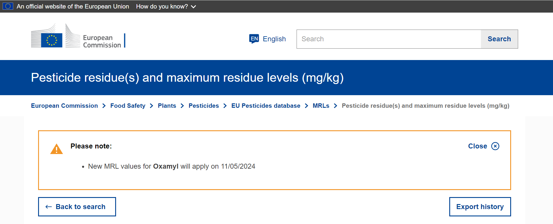 Cambia el LMR de Oxamilo - Laboratorio Ferlabs®